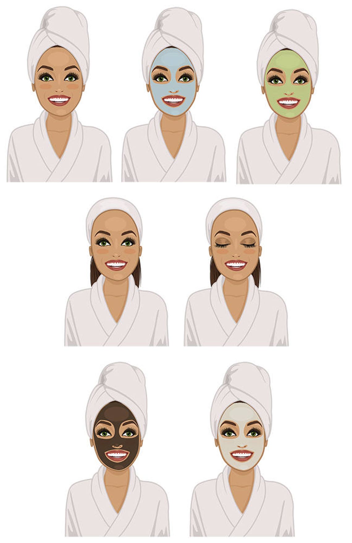 Spa People Clip Art Collection PNG Graphic Illustrations | Etsy