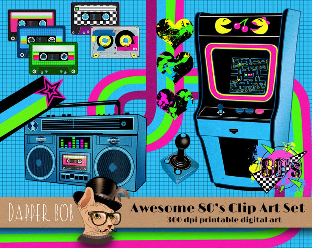Totally Awesome 80's Digital Clip Art Pack for Scrap-booking and Paper ...