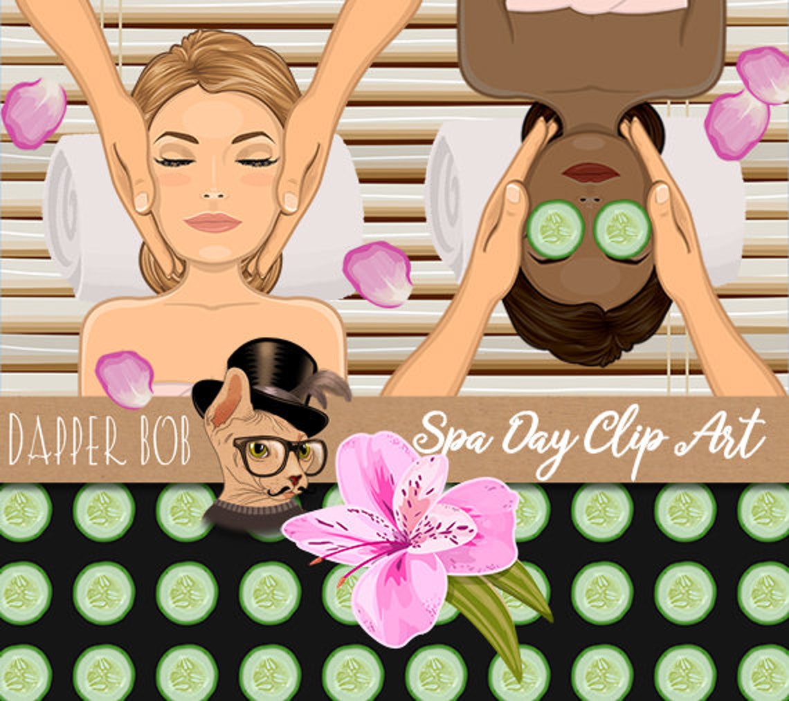 Spa Facial Massage Clipart Elements PNG Graphics Clip Art | Etsy