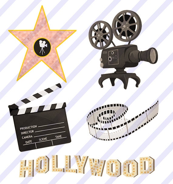 Old Hollywood Movies Clip Art and Digital Paper Collection for - Etsy