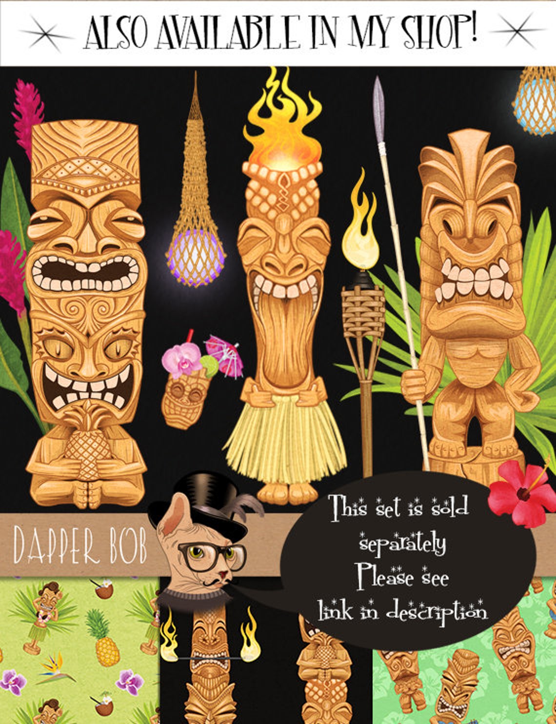Tiki Hula Girl Aloha Tropical Luau Party Clip Art PNG Tikis - Etsy