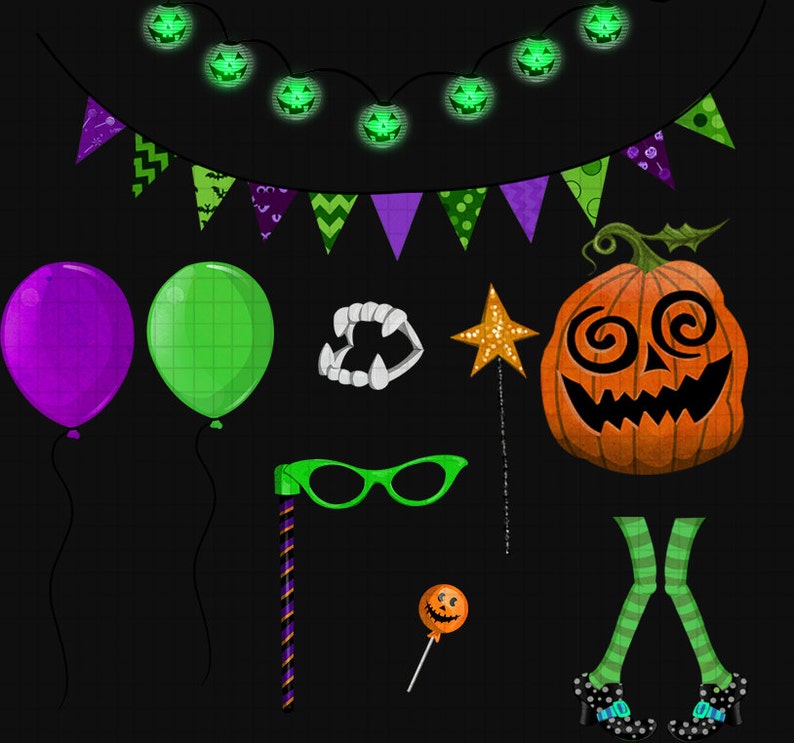 Halloween Costume Party Night Digital PNG Clip Art Elements - Etsy