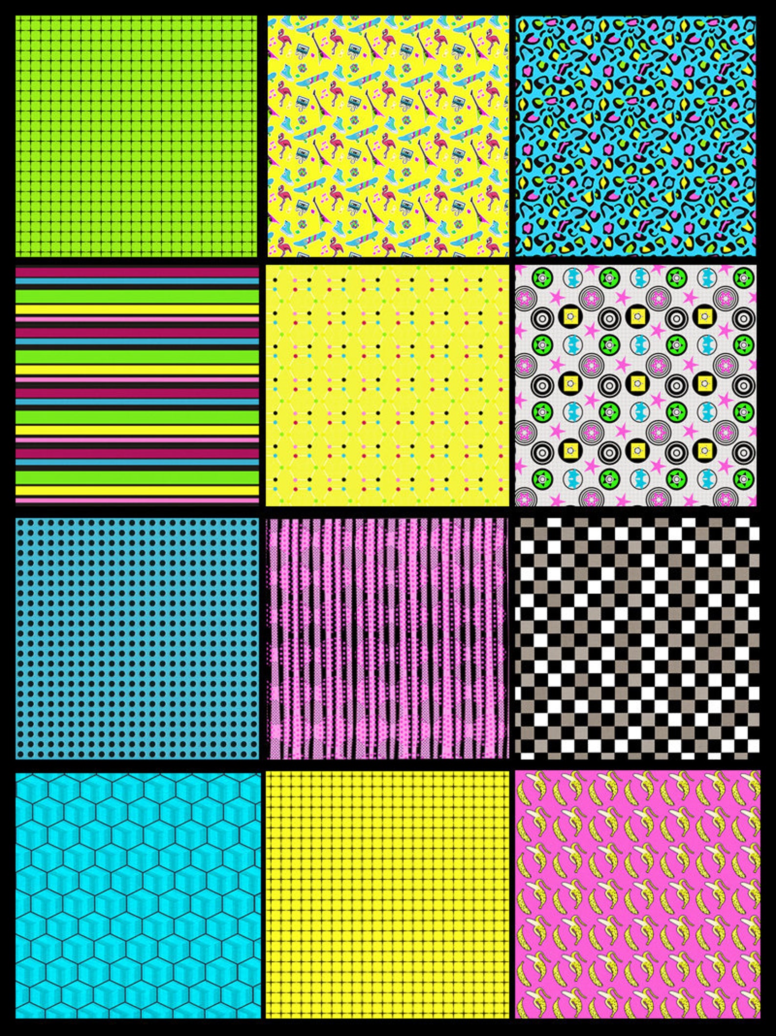 Totally Retro 80's 12 Piece Digital Paper Pack - Etsy