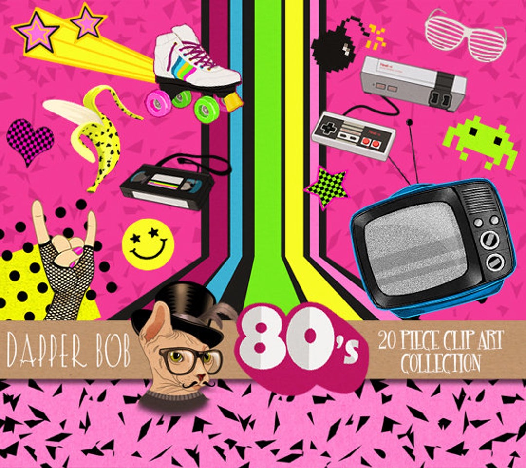 I Love the 80's Clip Art Retro Elements Collection 20 Piece PNG Clipart ...