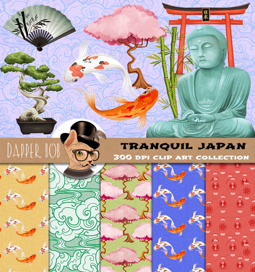 Tranquil Japan Clip Art and Digital Papers - Etsy
