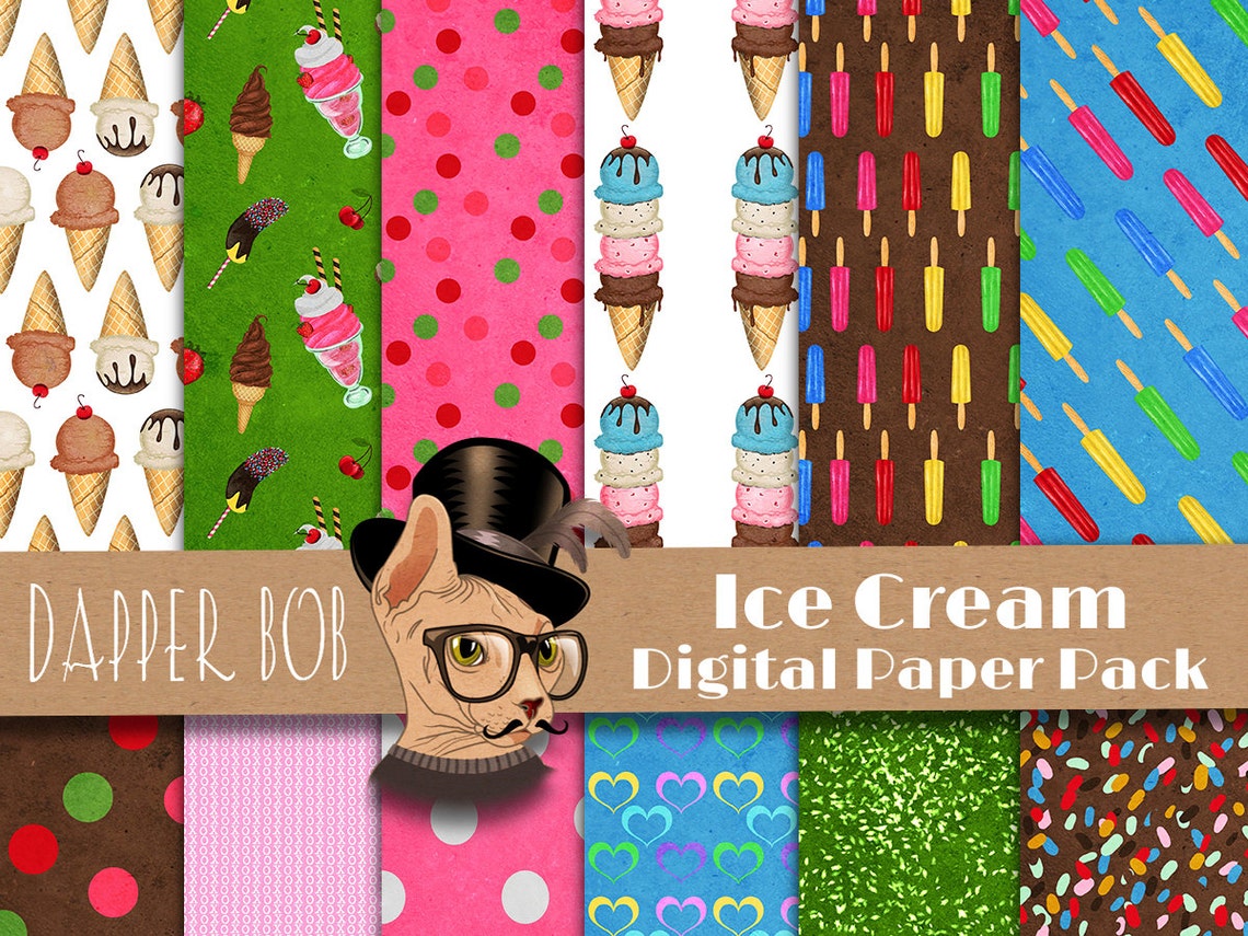 Ice Cream Digital Paper Pack for Scrap-booking and Paper Craft - Etsy