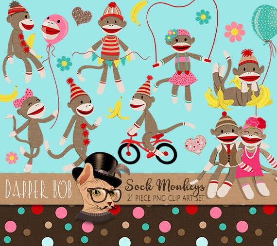 Sock Monkey Face Clip Art
