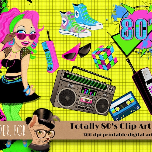 Totally 80's Digital Clip Art Elements for Scrap-booking - Etsy