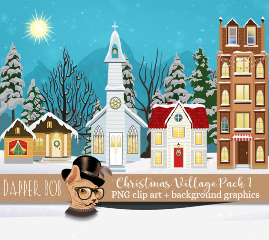 Snowy Village Clipart