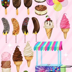 Ice Cream Treats Digital Clip Art Elements for Scrap-booking and Paper ...