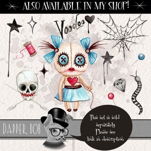 Watercolor Voodoo Twins Halloween Magic Clip Art Collection Hand ...