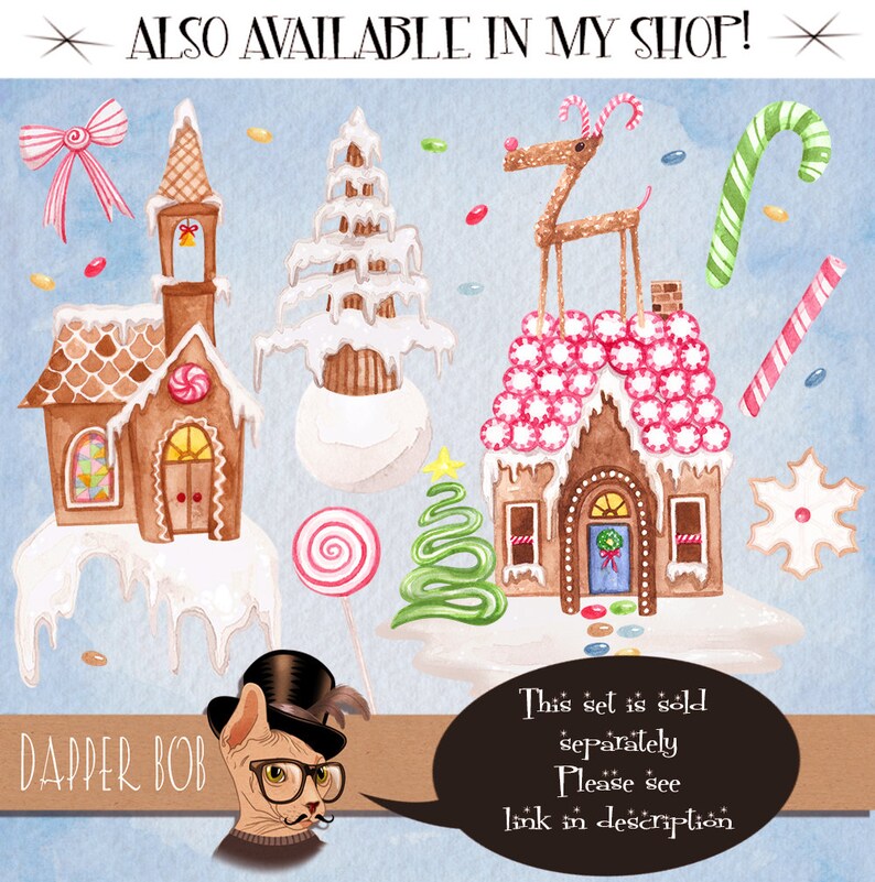 Watercolor Gingerbread Village Clipart Graphics Collection - Etsy