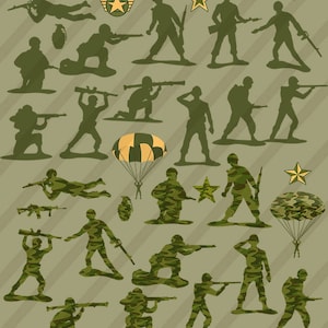 37 Piece Little Green Army Men Toys Clip Art Collection Camouflage ...