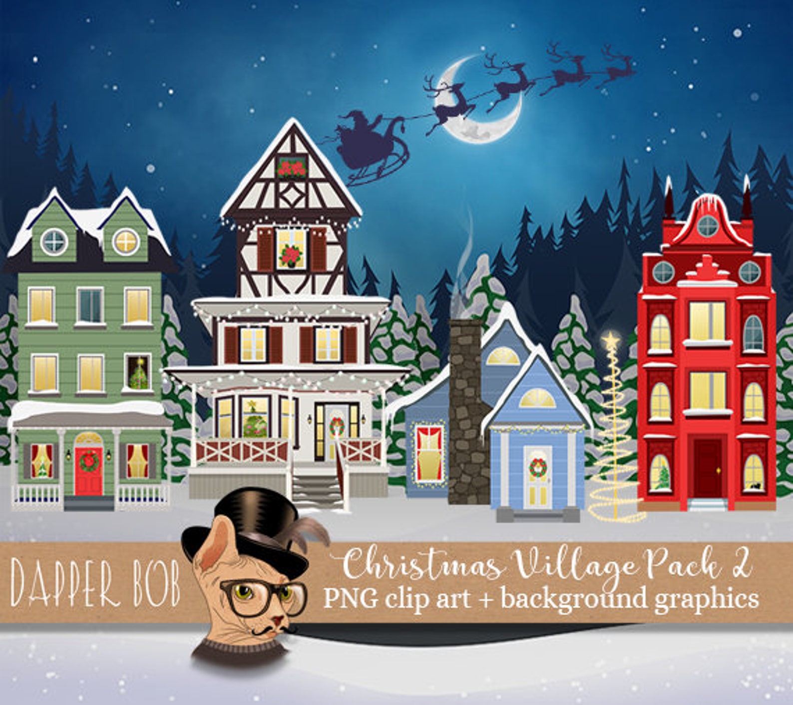 Christmas Winter Village Clip Art Collection PNG Digital - Etsy Canada