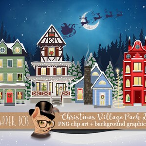 Christmas Winter Village Clip Art Collection PNG Digital Graphic ...