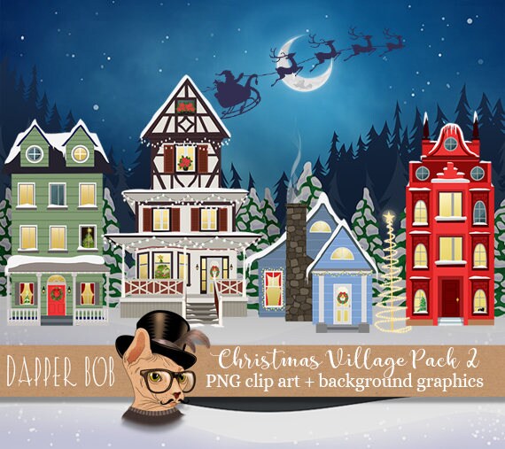 Christmas Winter Village Clip Art Collection PNG Digital - Etsy Canada