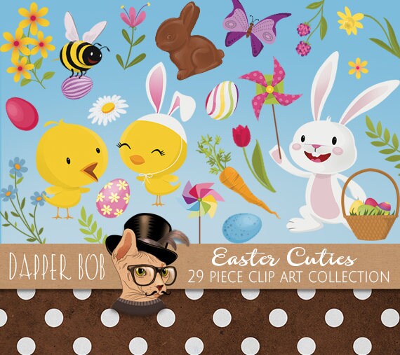 Easter Cuties Spring Clip Art Collection Bunny and Baby | Etsy