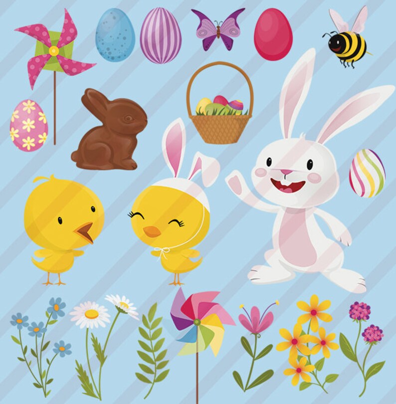 Easter Cuties Spring Clip Art Collection Bunny and Baby - Etsy