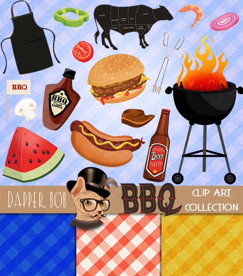 BBQ Party Clip Art Collection Digital Barbecue Celebration | Etsy