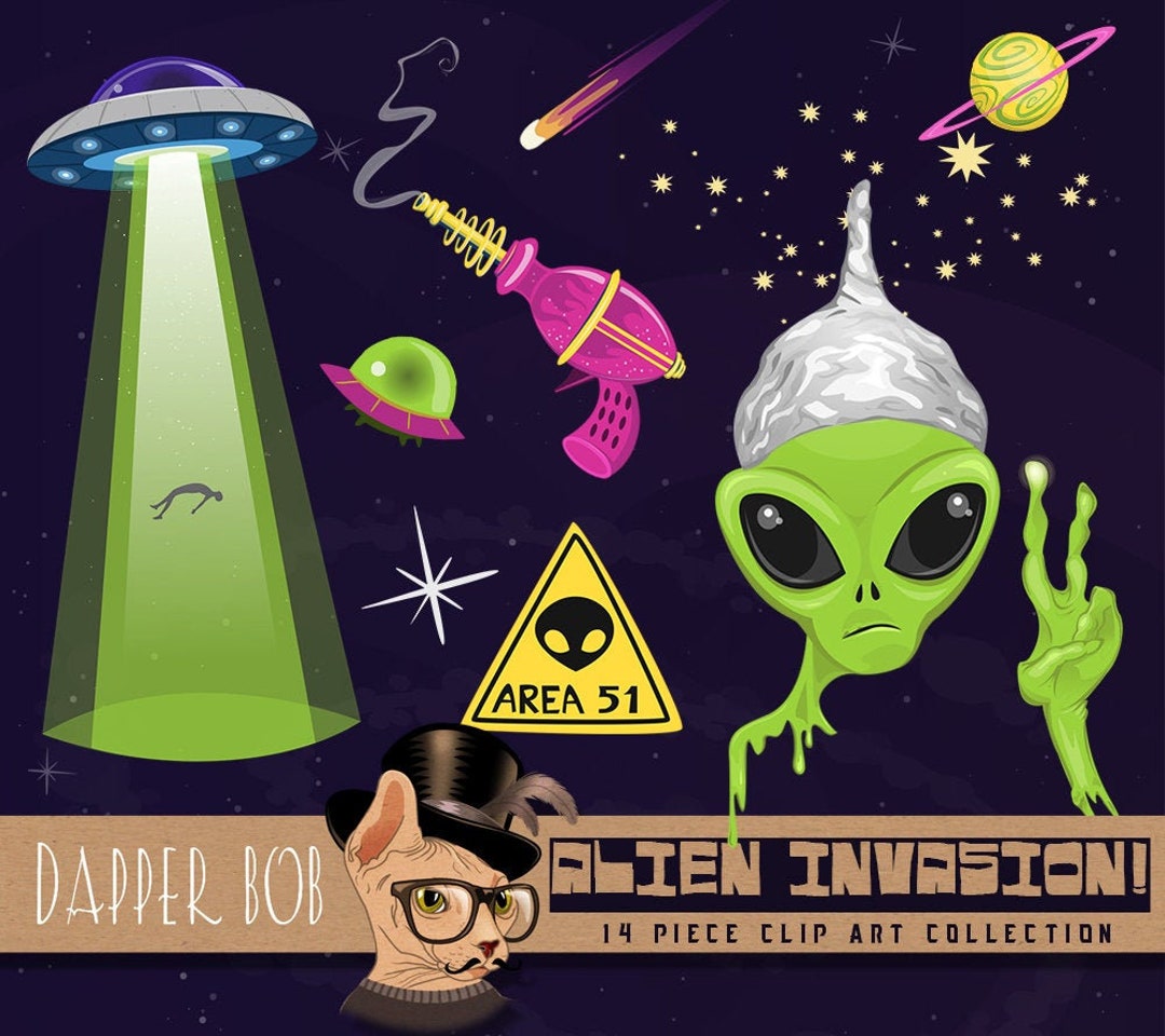 Alien Invasion 14 Piece Clip Art Collection Show Us Them Aliens Area 51 ...