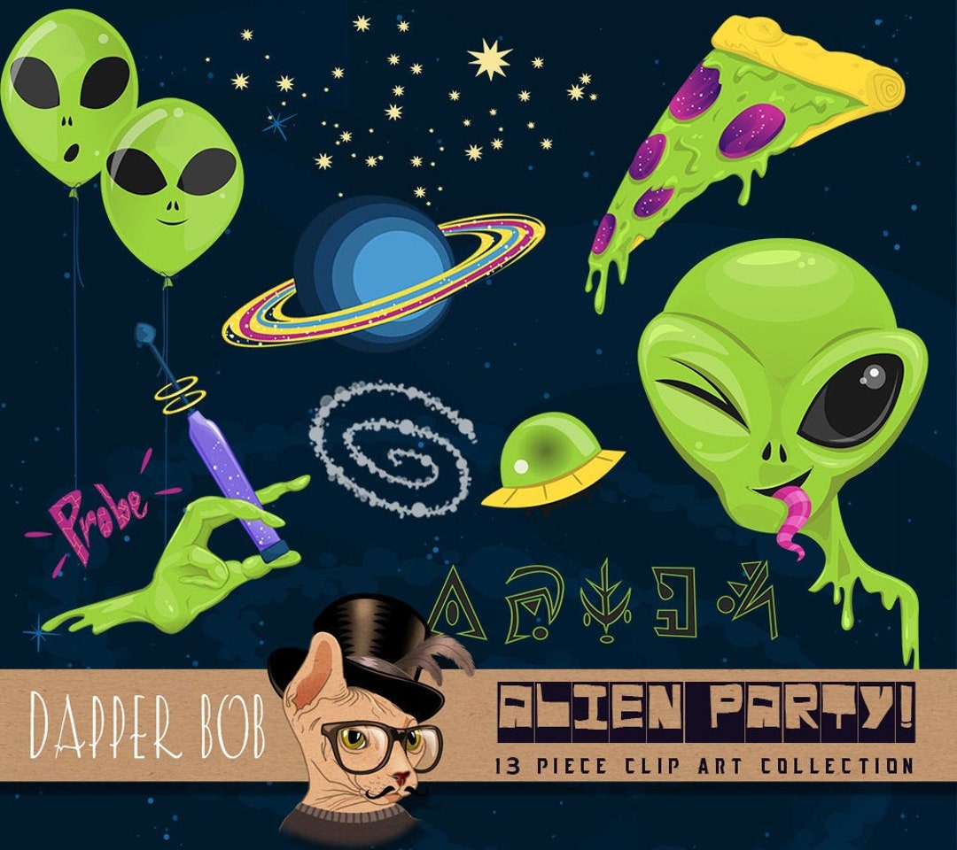 Alien Party 14 Piece Clip Art Collection Show Us Them Aliens Area 51 ...