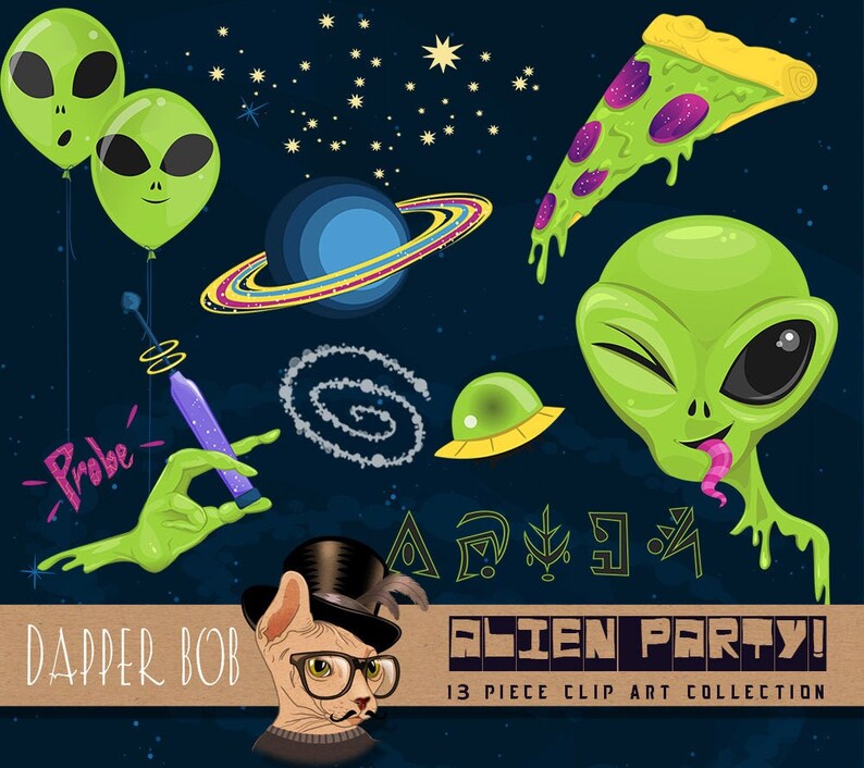 Alien Party 14 Piece Clip Art Collection Show Us Them Aliens - Etsy