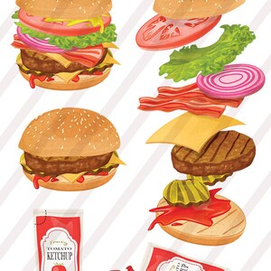 Build a Burger BBQ Clip Art Collection PNG Cheeseburger Clipart Graphic ...
