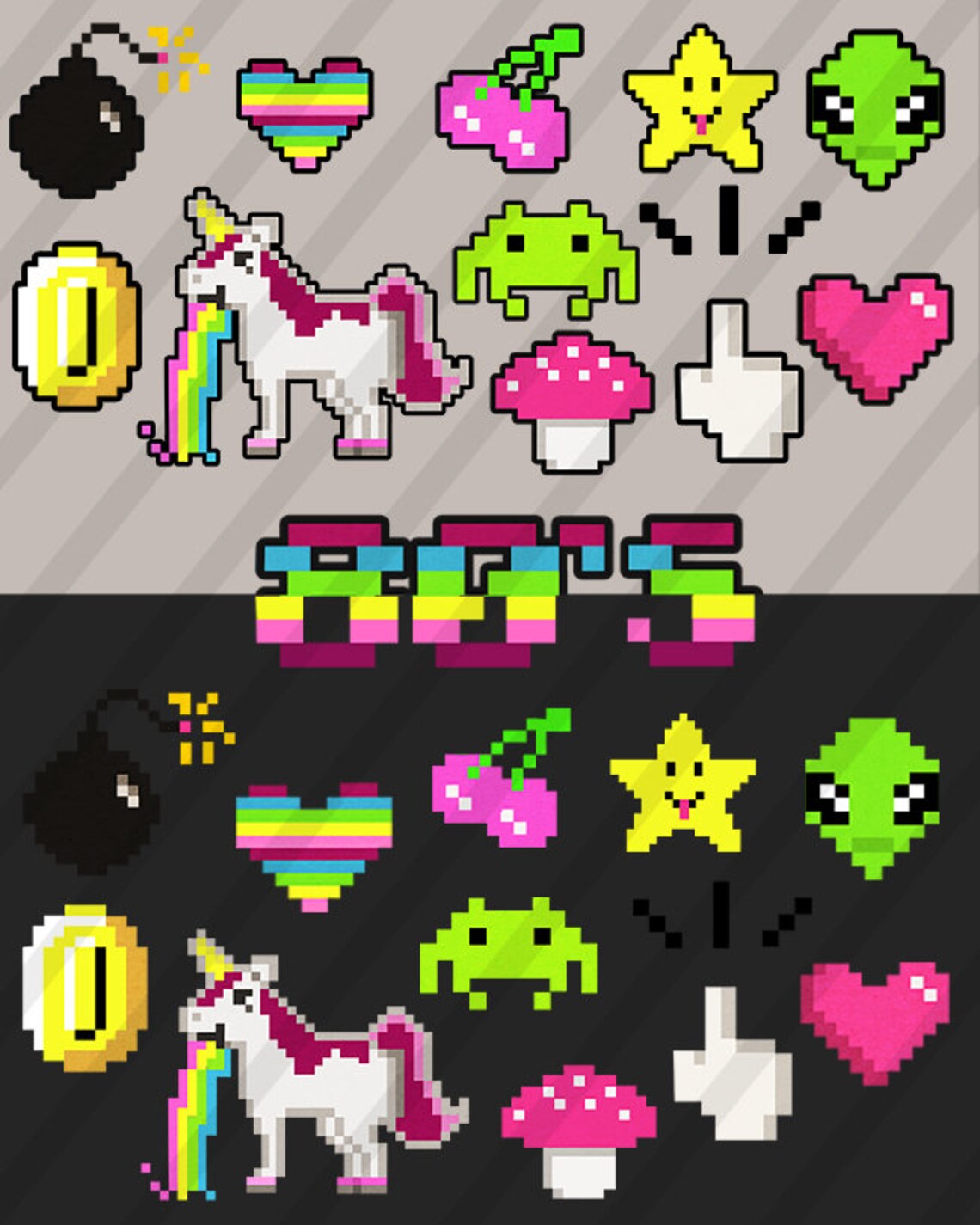 Retro 80's Gamer Pixel Art Clipart Character Collection | Etsy