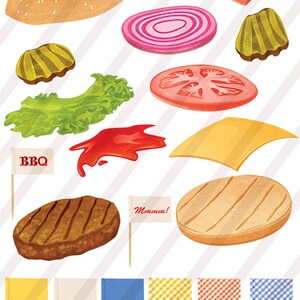 Build a Burger BBQ Clip Art Collection PNG Cheeseburger Clipart Graphic ...
