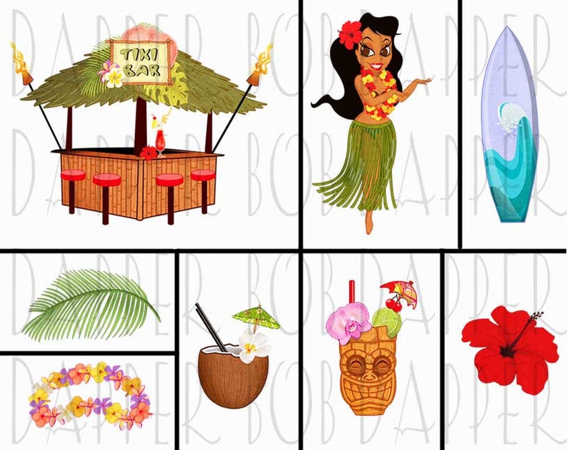 Tropical Clip Art and Digital Paper Bundle for Scrap-booking - Etsy