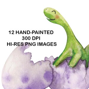 Watercolor Hand-painted Dinosaurs Clip Art Collection Dinosaur T-rex ...