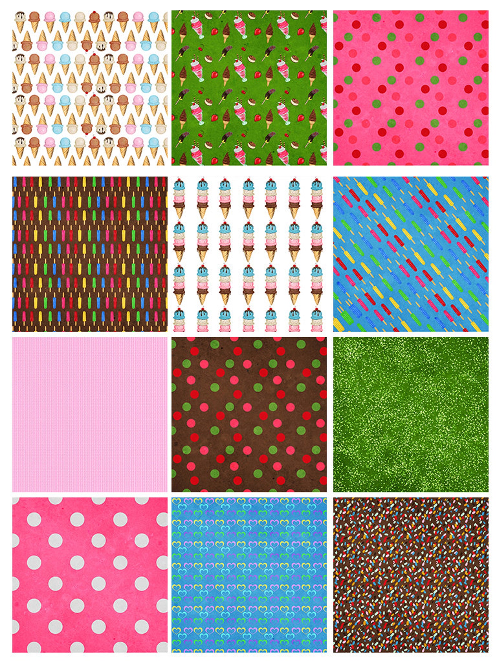 Ice Cream Digital Paper Pack for Scrap-booking and Paper Craft - Etsy