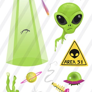 Alien Invasion 14 Piece Clip Art Collection Show Us Them Aliens Area 51 ...