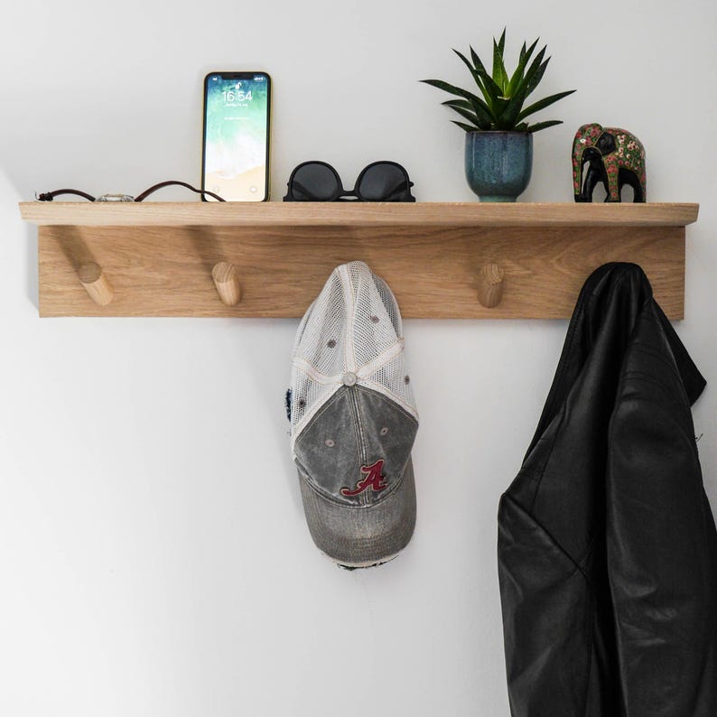 Peg Shelf Coat Rack by TOMAZIN | Entryway Organizer, Peg Rail, Kitchen ...