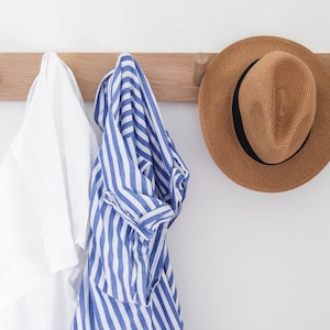 Dowel Peg Rail With Straight Edge by TOMAZIN | Oak Hook Board, Coat Hat ...
