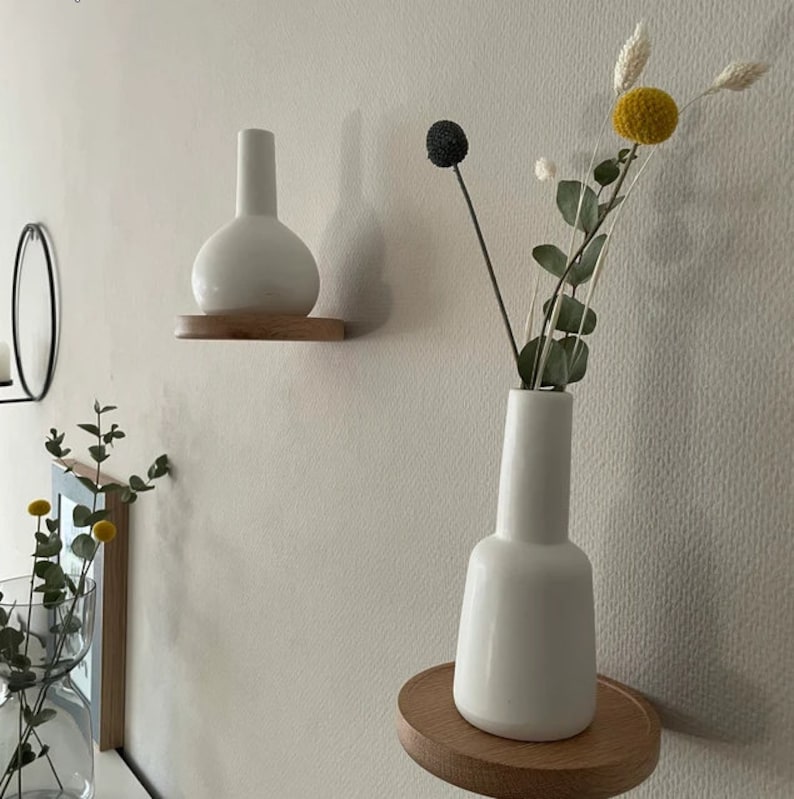 Wooden Floating Shelf by TOMAZIN Circle Wood Shelf Wall Art - Etsy