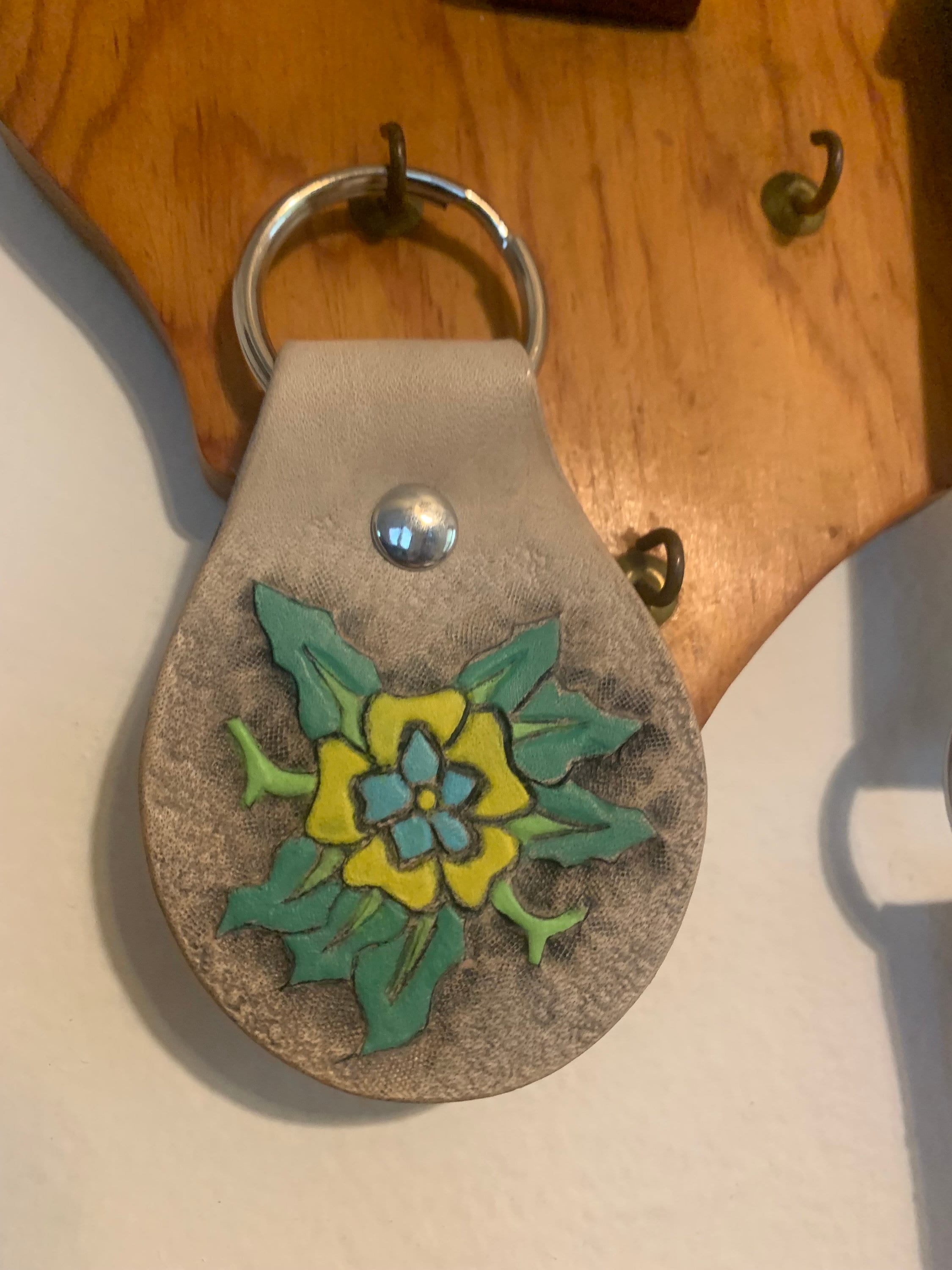 Hand-tooled Flower Keychain / Wall Hanging - Etsy