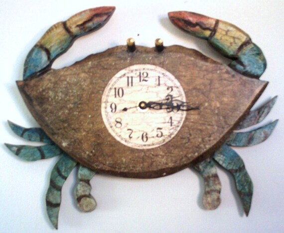 Crab Clock...a Welcome Addition to Any Nautical Motiff - Etsy