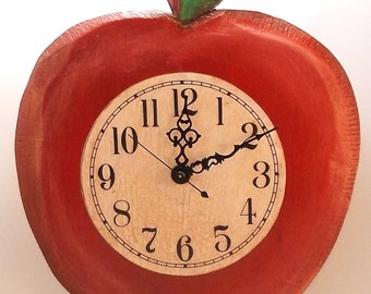 Red Apple Clock - Etsy