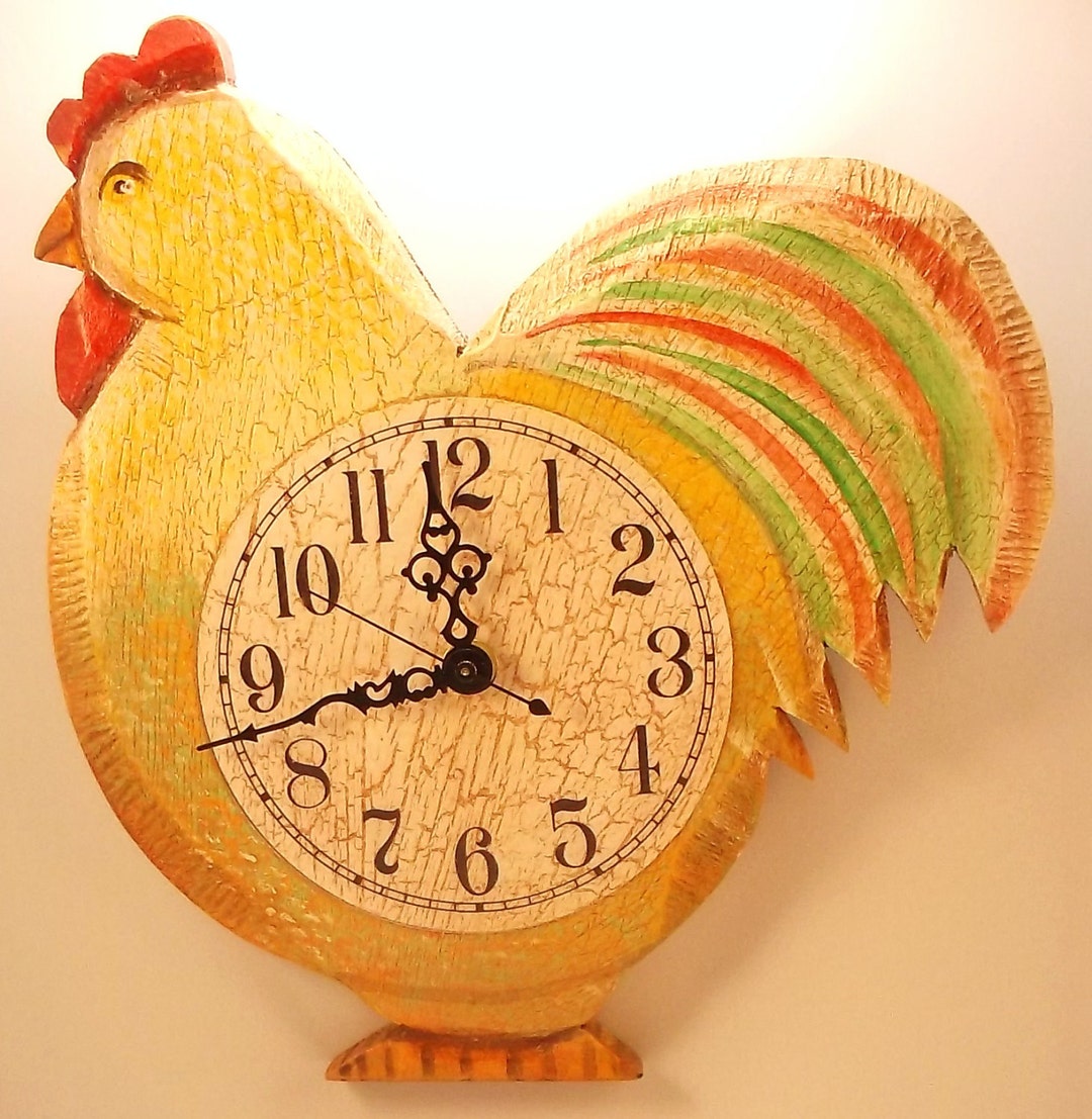 Yellow Rooster Clock - Etsy