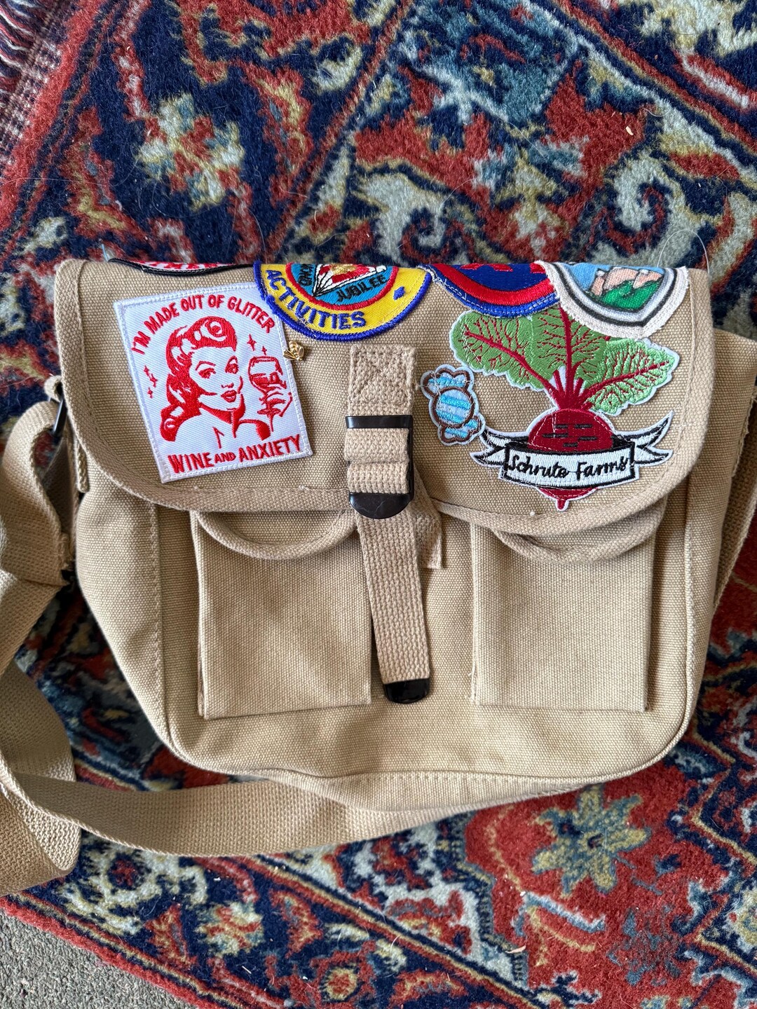 Patches Messenger Bag, Vintage Patches, Purse, Travel Bag, Camping Bag ...