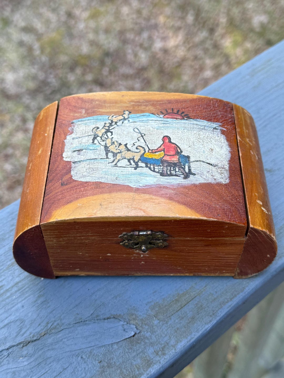 Jeremiah Weed Vintage Wooden Box, Hand Painted, Sled Dogs - Etsy