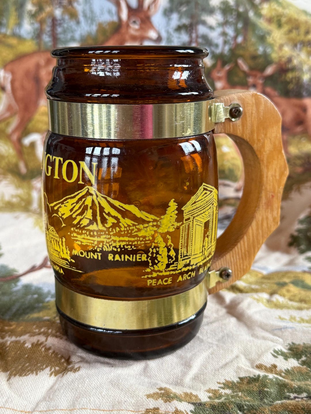 Vintage Washington State Mug, Brown Glass, Mount Rainier - Etsy