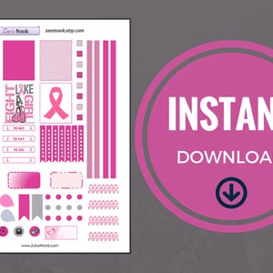 Breast Cancer Awareness Planner Stickers (printable) - Etsy