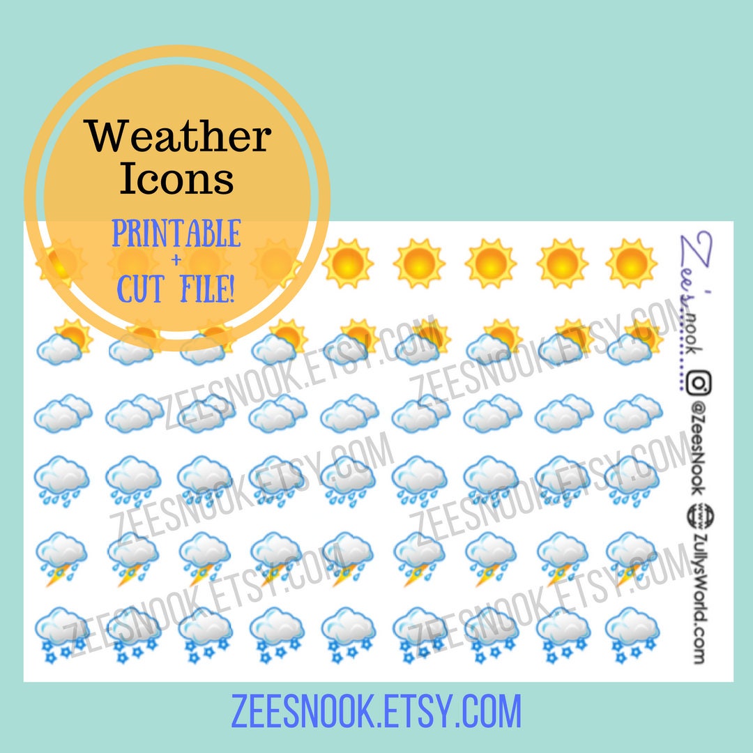 Weather Icons - Printable With Cut File - Etsy