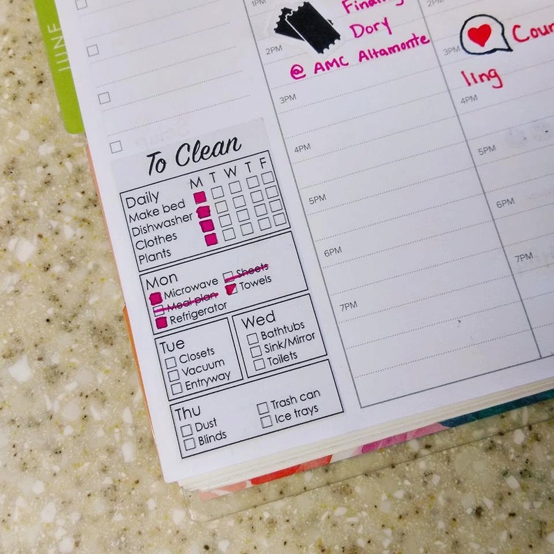 Cleaning Schedule Sticker - Printable - Etsy