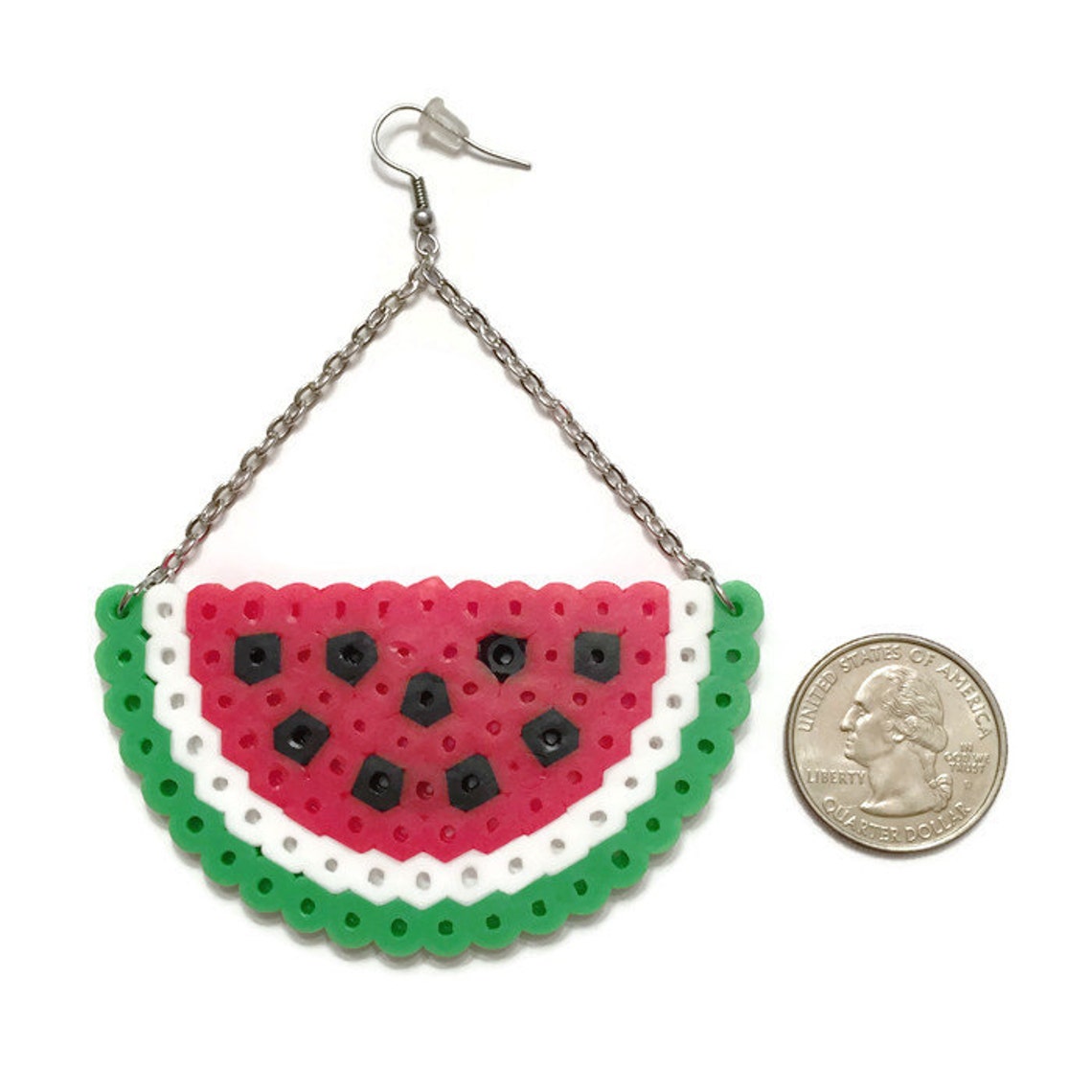 Red Watermelon Wedge Earrings - Perler Beads, Hama Beads, Fuse Beads ...