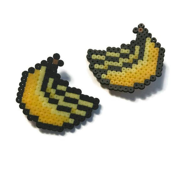 Banana Emoji Barrettes Mini Perler Beads Mini Hama Beads - Etsy