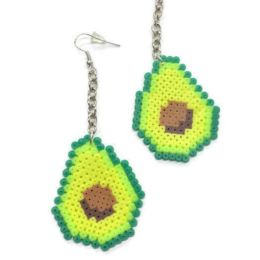 Avocado on a Chain Earrings Mini Perler Beads, Mini Hama Beads, Fuse ...