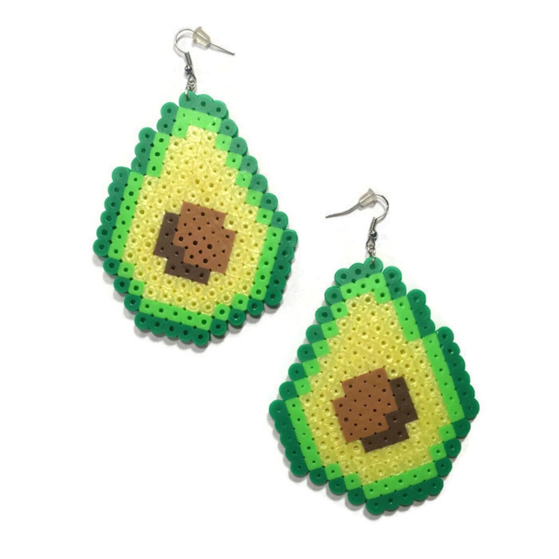 Avocado Pixel Earrings - Perler Beads, Hama Beads, Fuse Beads, Emoji ...